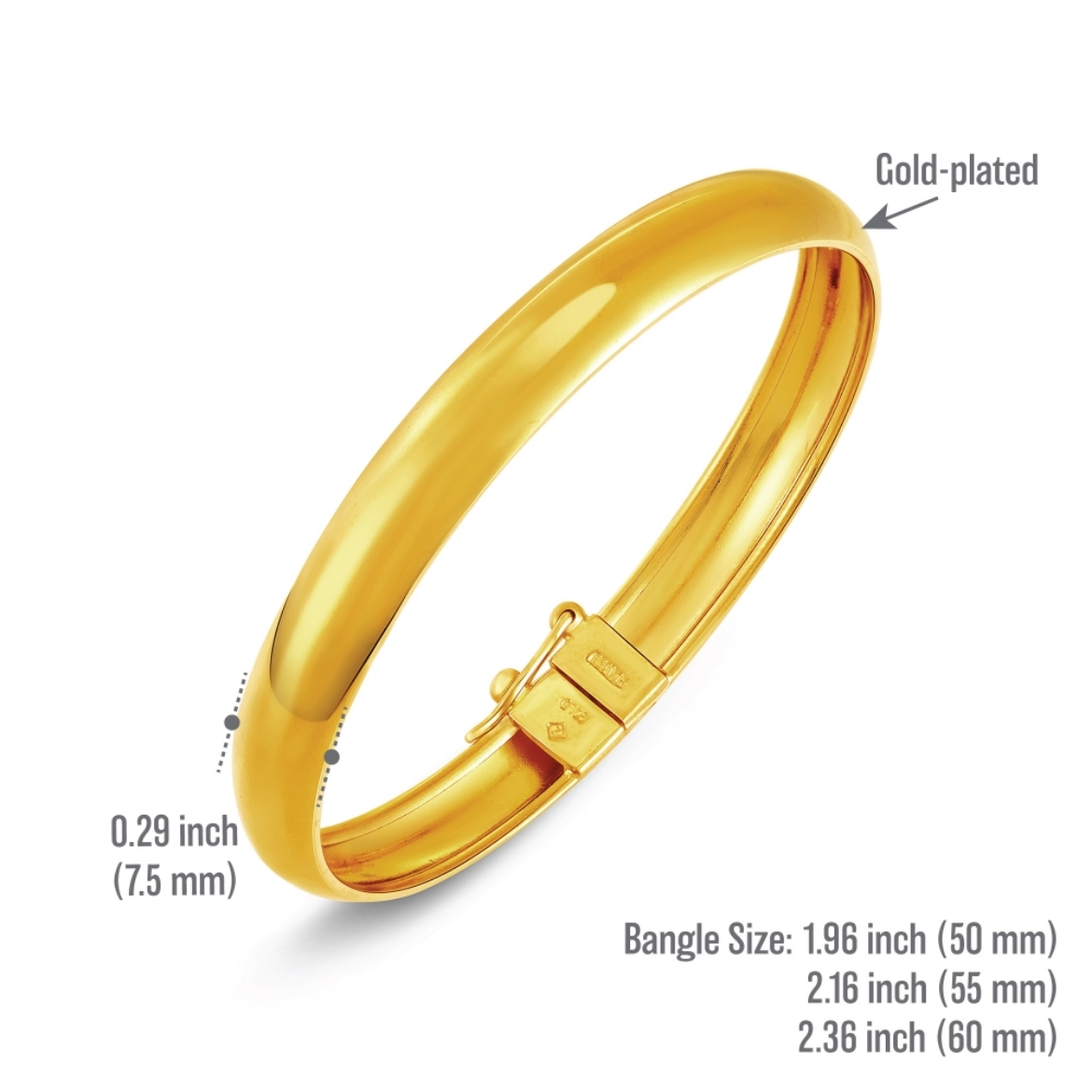 Zhulian Malaysia. Classic Plain Bangle Gold Plated