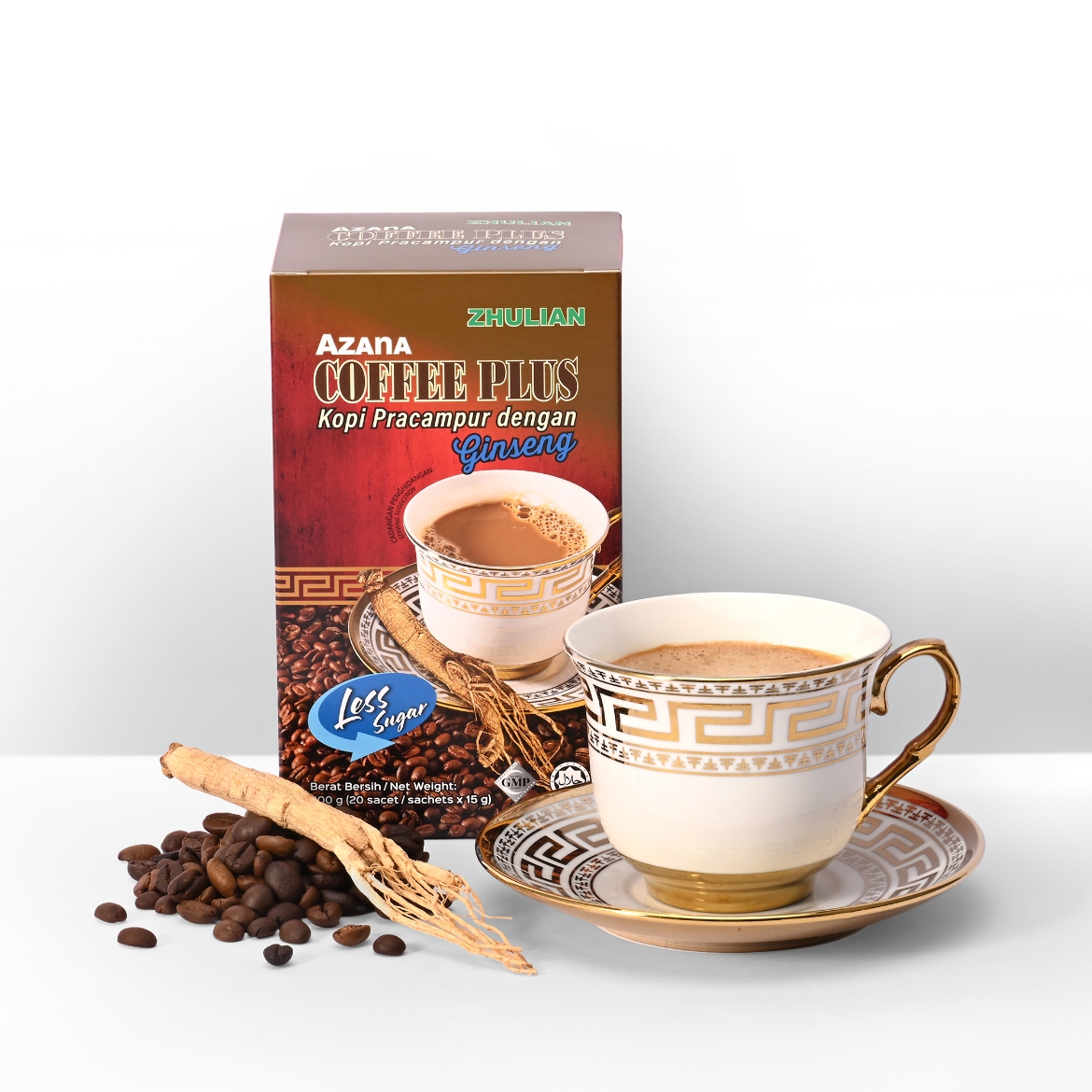 Zhulian Malaysia. Azana Coffee Plus Premix Coffee with Ginseng (Less Sugar)