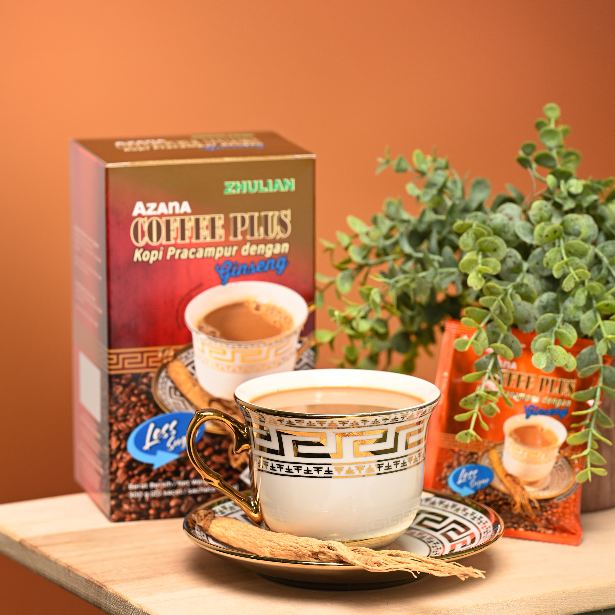 Zhulian Malaysia. Azana Coffee Plus Premix Coffee with Ginseng (Less Sugar)