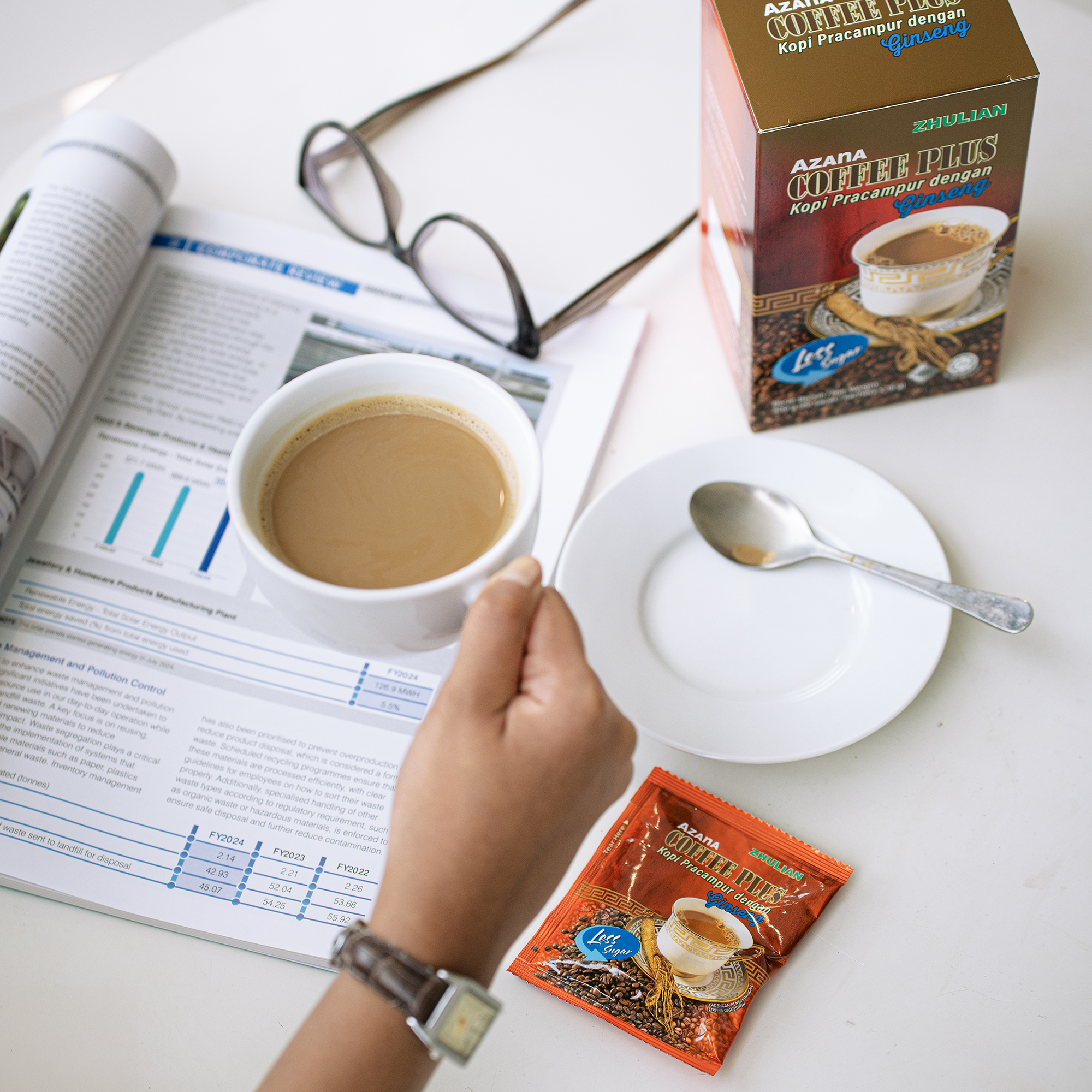 Zhulian Malaysia. Azana Coffee Plus Premix Coffee with Ginseng (Less Sugar)
